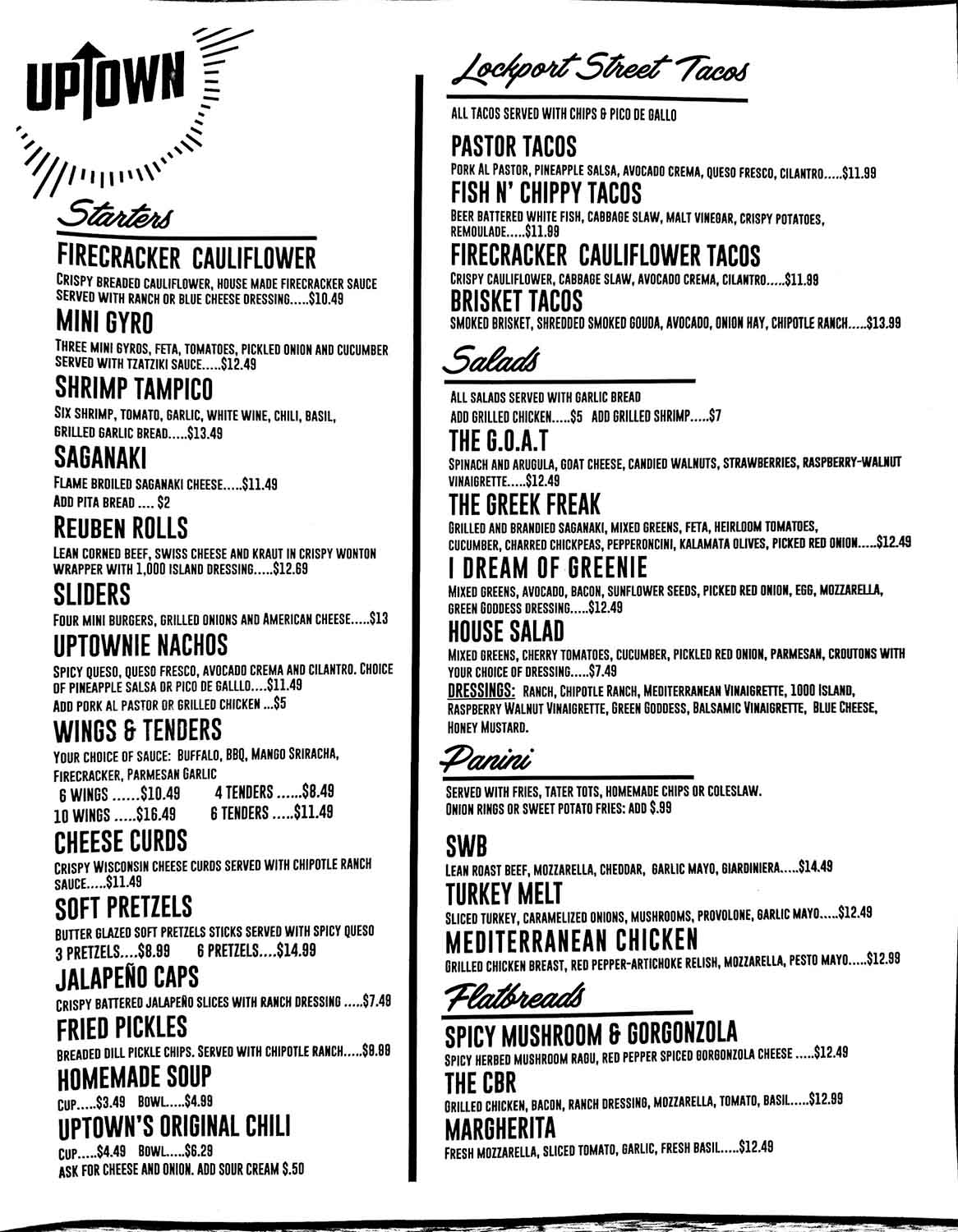 Food Menu – Uptown Plainfield